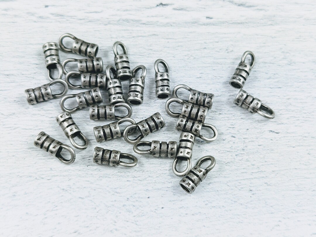 2mm Antique Silver Crimp End With Loop, Leather Crimp, 10pcs. - Etsy