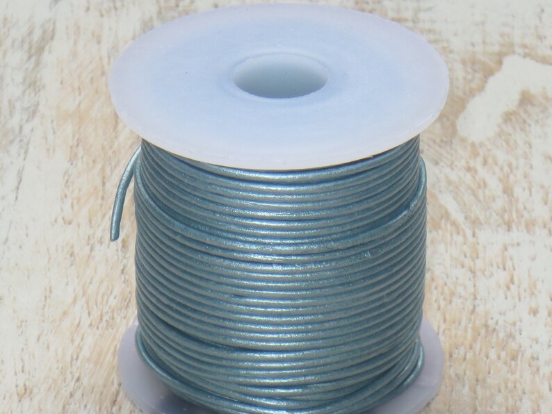 1mm Leather Cord Graphite Leather Lt. Metallic Turquoise | Etsy