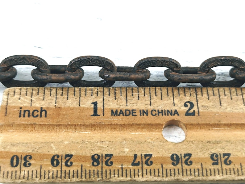 Rustic Brown Plated Ornate Textured Cable Link Chain, 10x14mm, Heavy ...