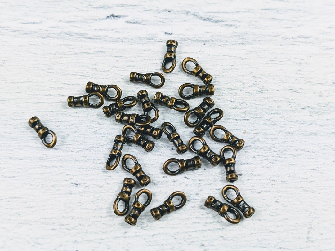 1mm Antique Brass Crimp End With Loop, Leather Crimp, 10pcs. - Etsy
