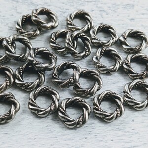 Antique Silver Ox Plated Twisted Rings, Jump Rings, Soldered Links ...