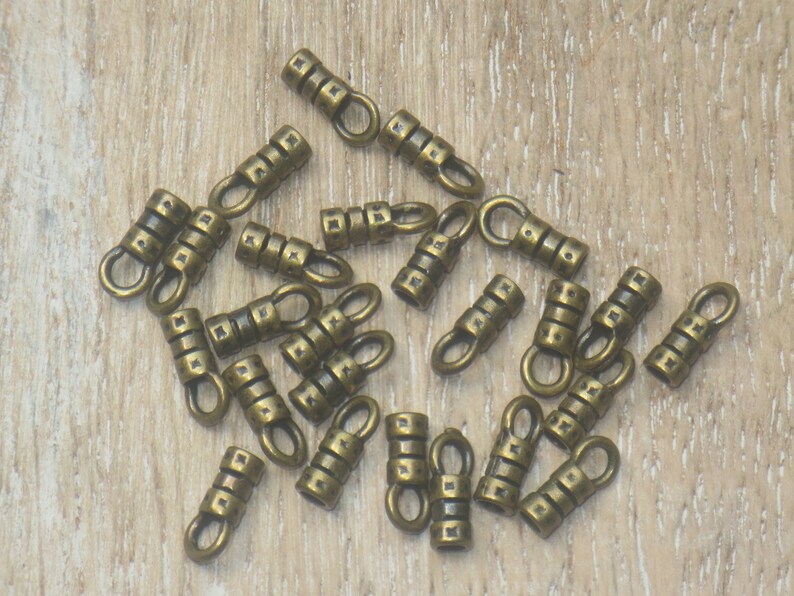 2mm Antique Brass Crimp End With Loop Leather Crimp 10pcs. | Etsy