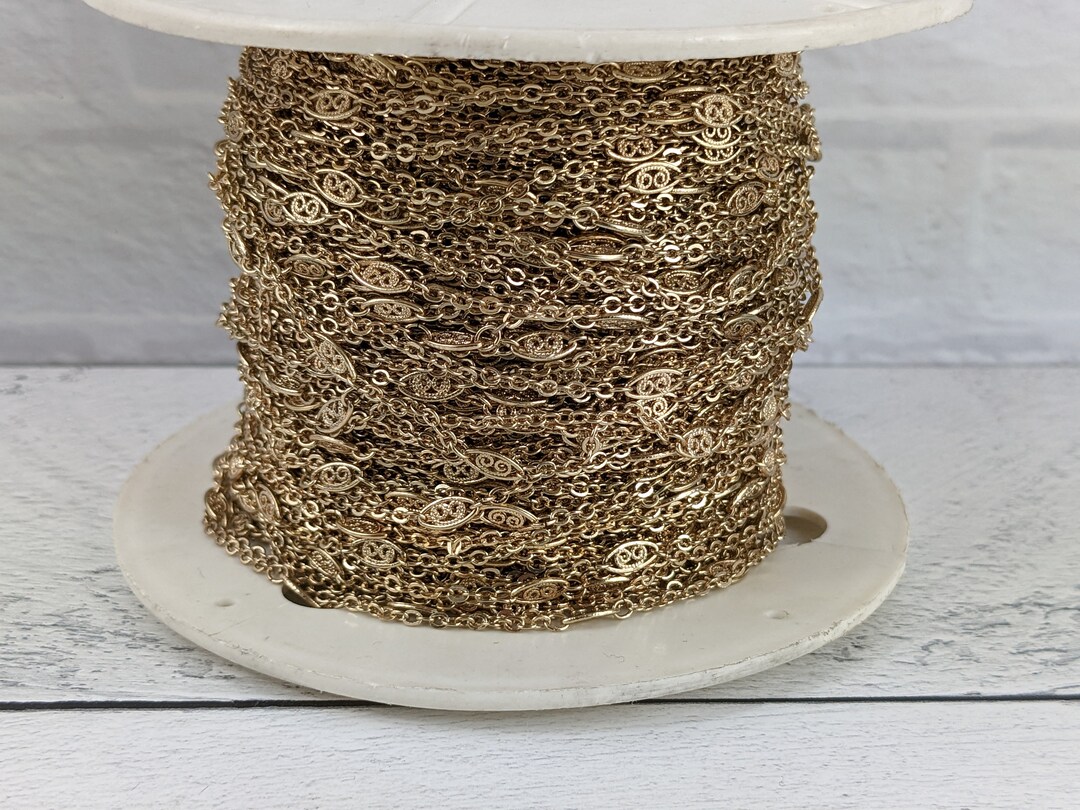 Gold Plated Filigree and Link Chain, Dainty, Ornate - Etsy