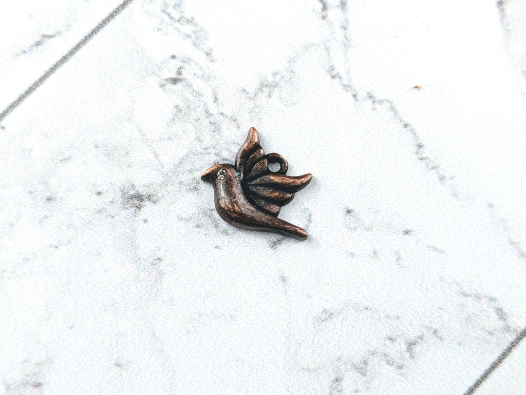 Antique Copper Ox Plated Cz Bird Charm, 1pc. 14x10mm, Nature - Etsy