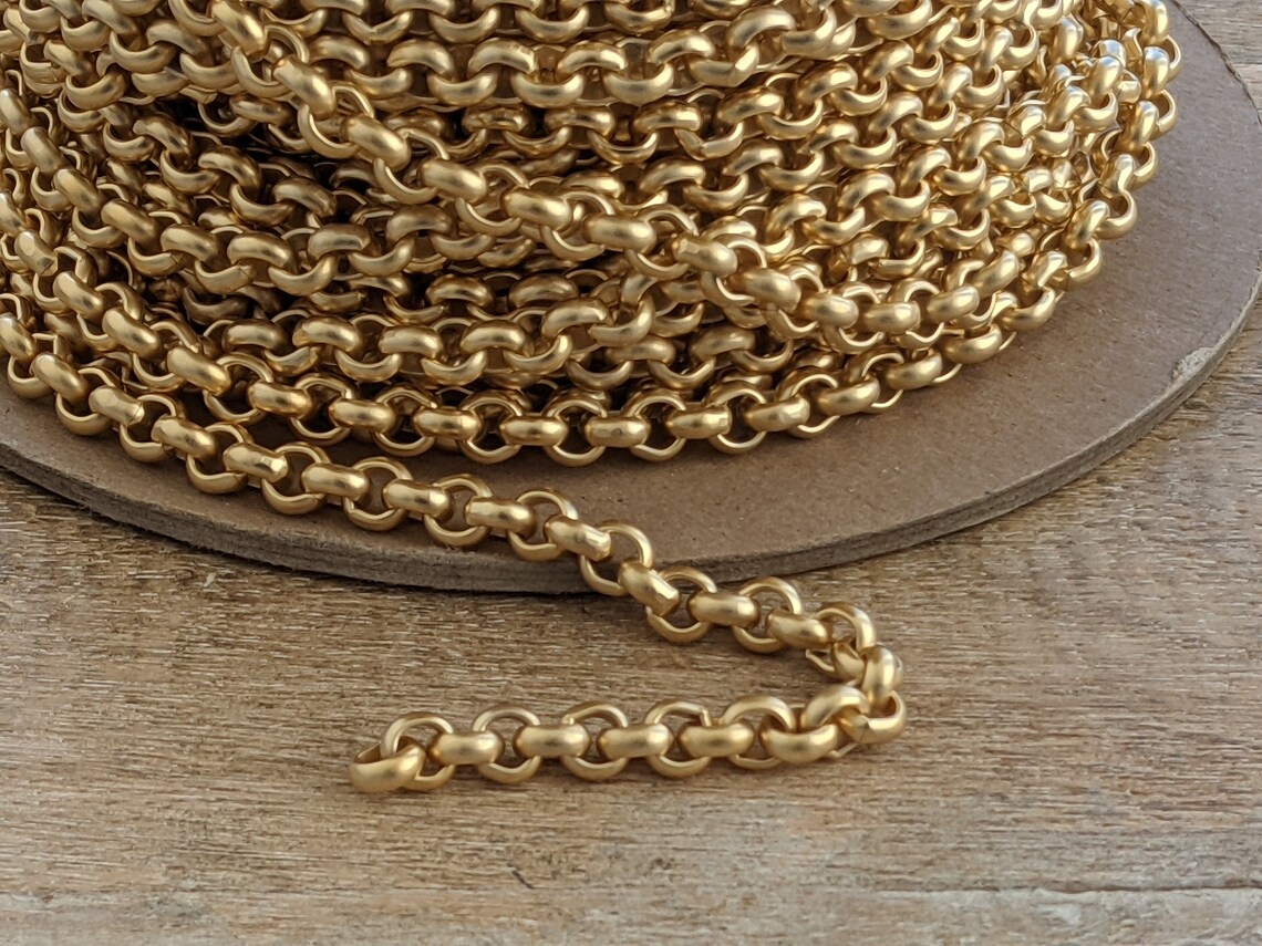 7mm Matte Gold Rolo Chain Link | Etsy