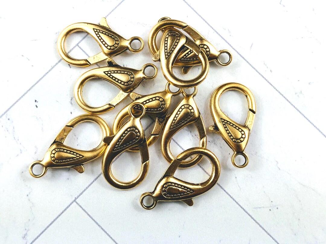 3pcs. Large Antique Gold Plated Ornate Lobster Clasps, Double Sided ...
