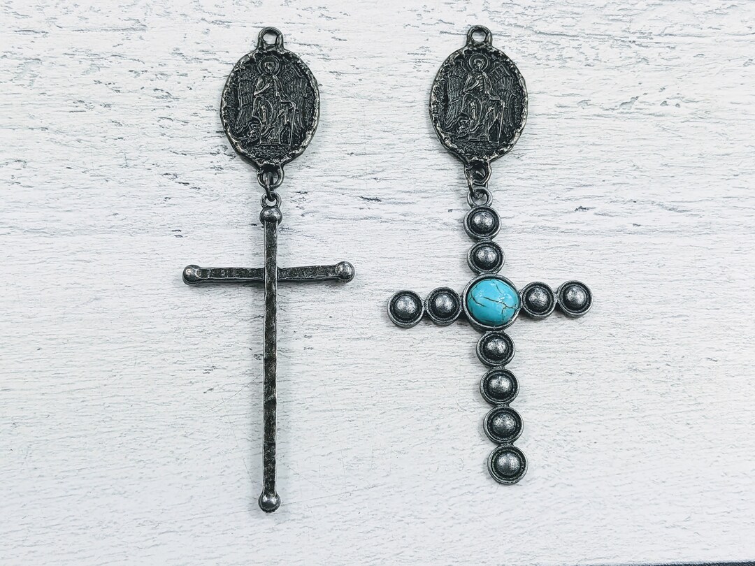 Hand Soldered Guardian Angel Connector With Cross Pendants, Antique ...