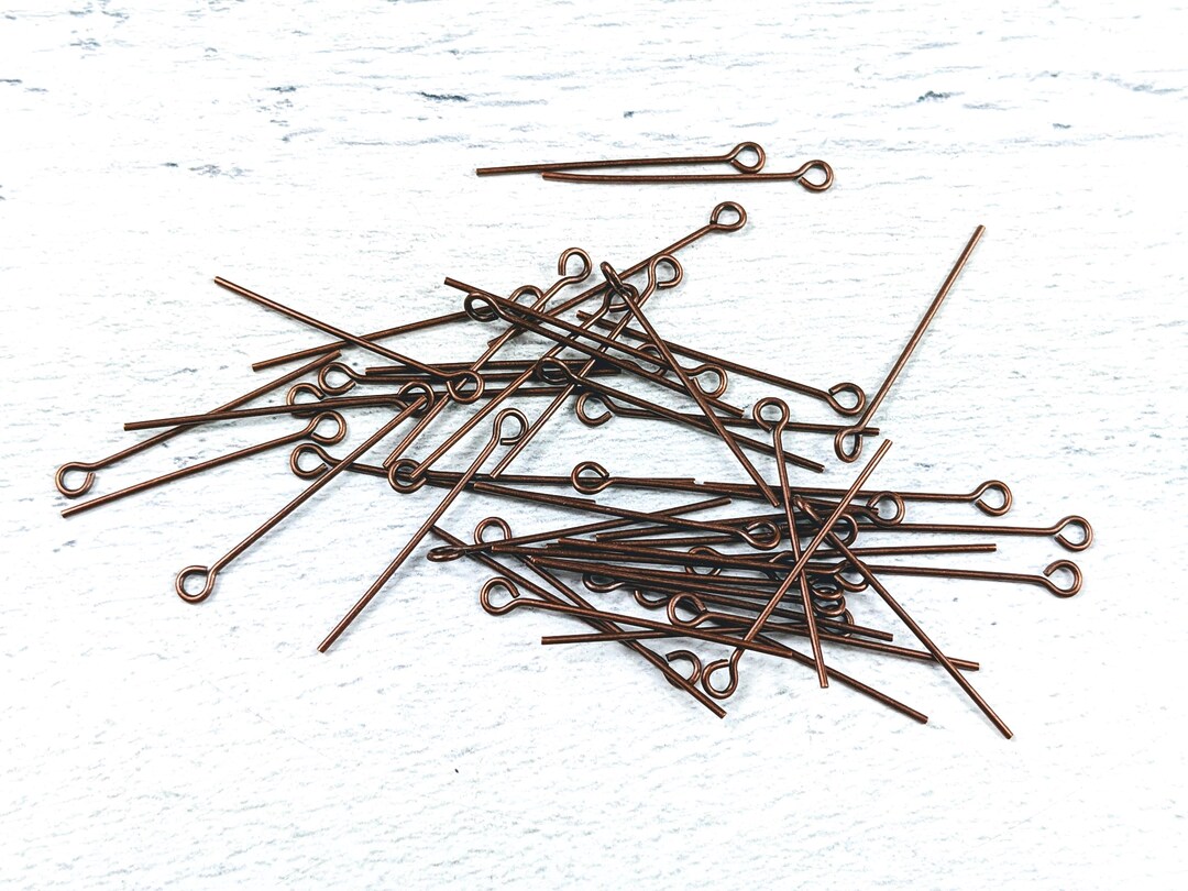 Antique Copper Eye Loop Headpins 1", 22g, 22 Gauge, Head Pins, 25pcs - Etsy