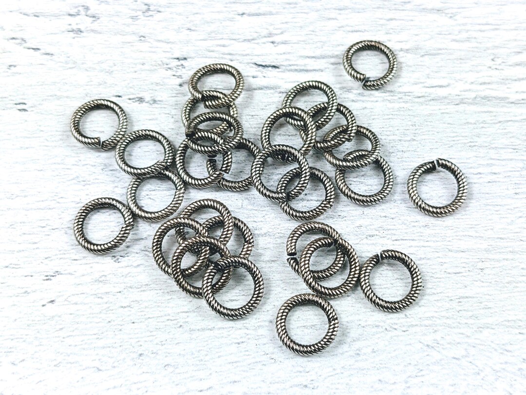 Antique Silver Textured Round Open Jump Rings, Thick Gauge, 9mm, 15 ...