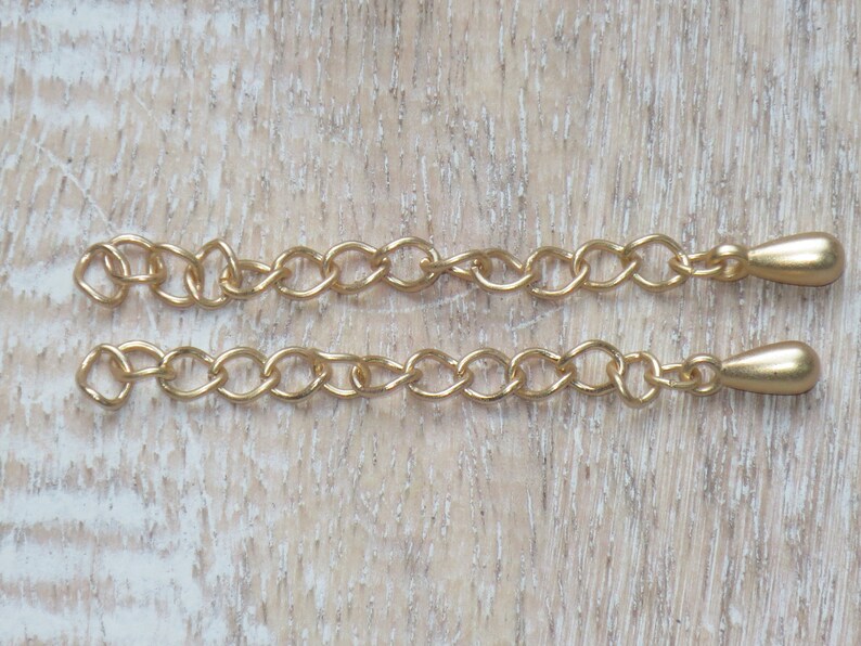 2 Matte Gold Extension Chain Jewelry Extender Chain | Etsy