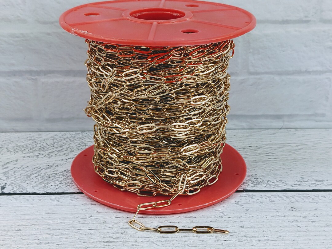 Paperclip Oval Link Chain in Gold Plated, Gold Chain, Link Chain ...