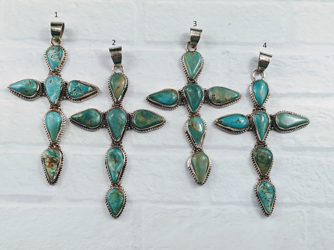 Beautiful Genuine Turquoise Long Cross Tibetan Pendant, Spiritual ...