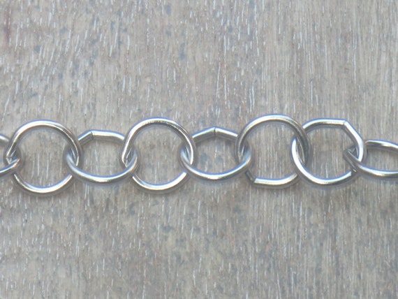 Large Antique Silver Hammered Round Cable Link Chain 13mm | Etsy