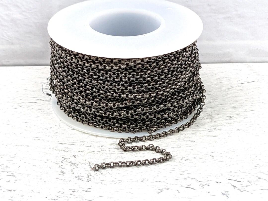 2mm Rolo Chain in Matte Gunmetal, Link Chain - Etsy