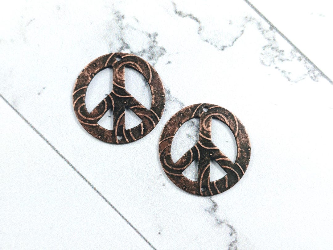 Antique Copper Ox Textured Cutout Peace Sign Connectors, Charms, Links ...