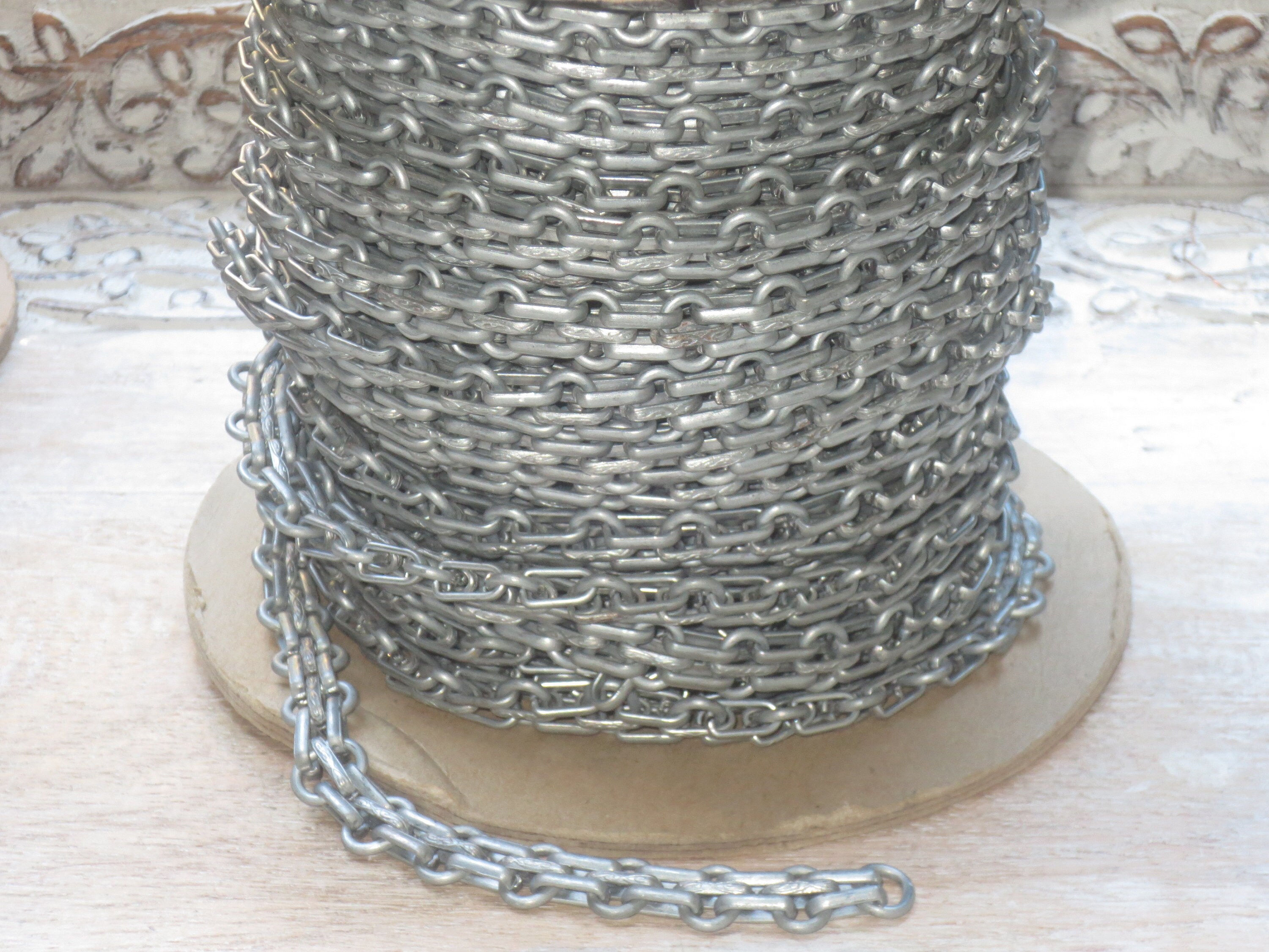 Matte Antique Silver Ladder Chain Textured Link Chain | Etsy