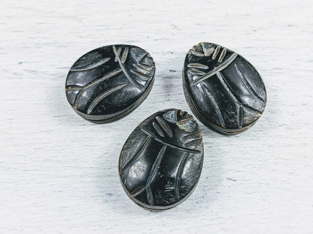 Carved Black Buffalo Horn Scarab Beetle Bead Egyptian Scarab Bead Etsy