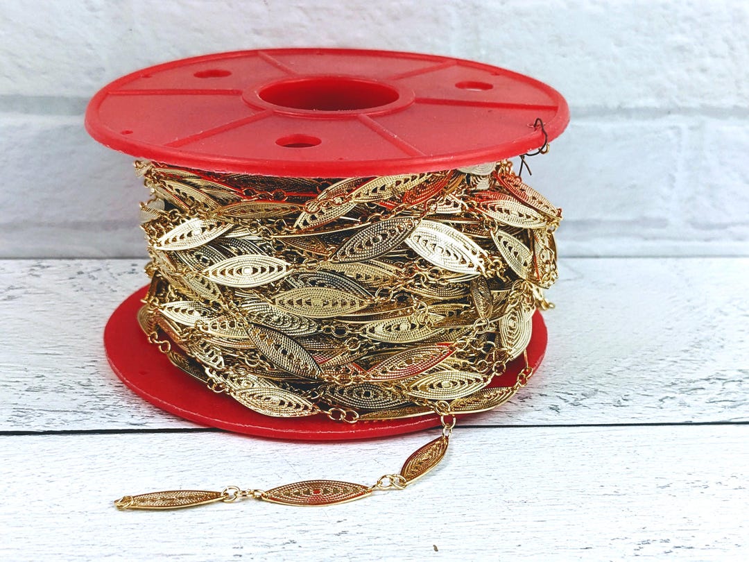 Gold Plated Filigree Oval Link Chain, Ornate, Fancy - Etsy