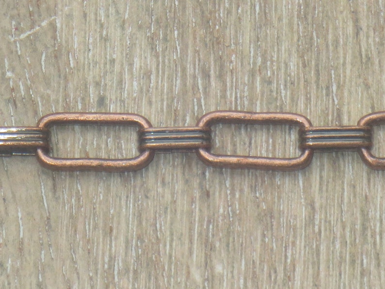 Antique Copper Rectangle Cable Chain Textured Chain | Etsy