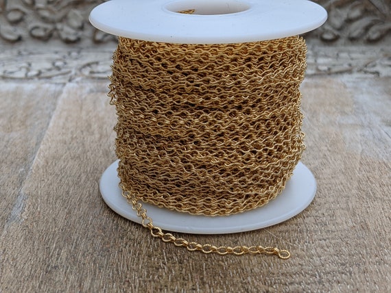 Matte Gold Textured Ladder Chain Link Chain Dainty 2x5mm - Etsy