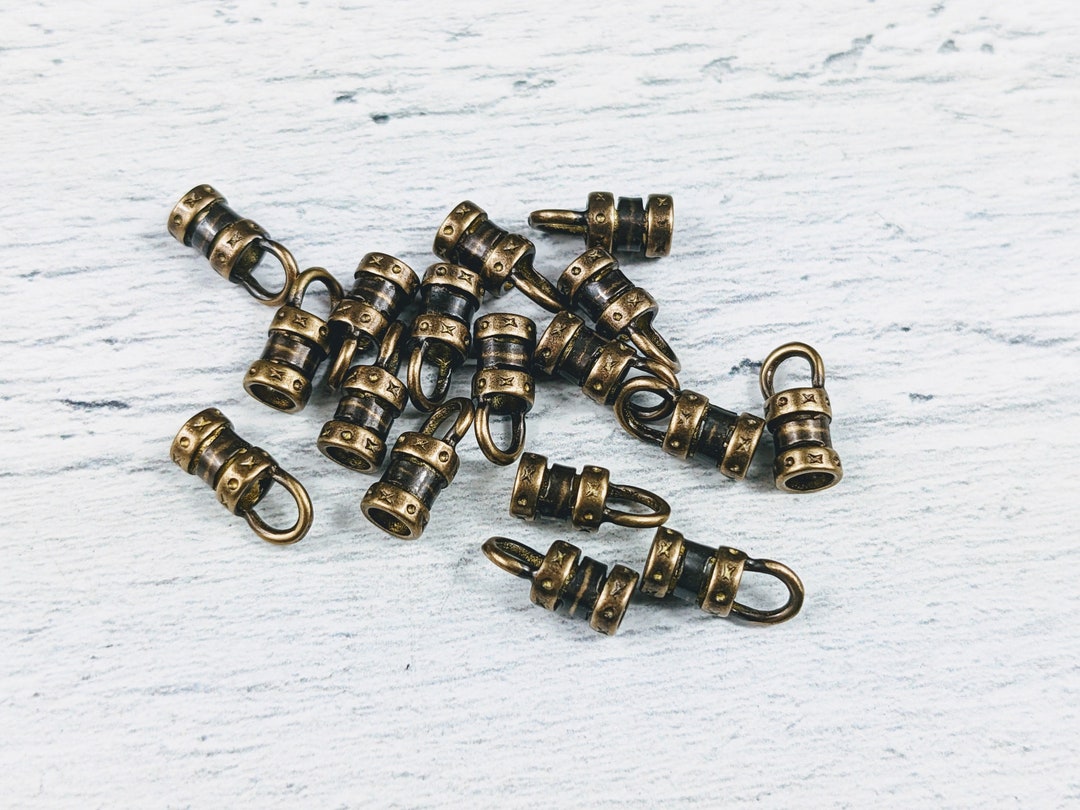 3mm Antique Brass Crimp End With Loop, Leather Crimp, 10pcs. - Etsy