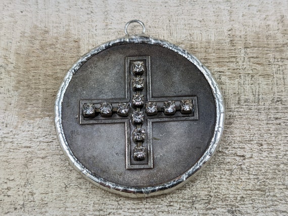 Hand Soldered Replica Cross Coin With Czech Crystal Rhinestone - Etsy