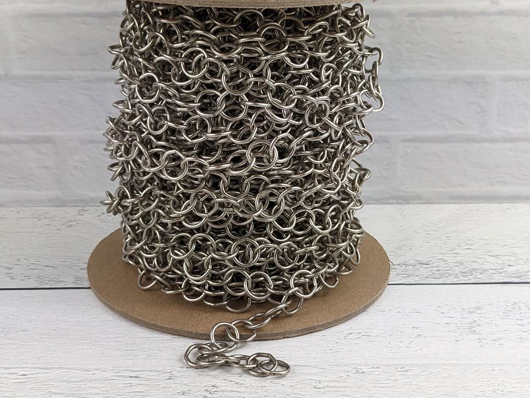Large Antique Silver Hammered Round Cable Link Chain, 13mm - Etsy