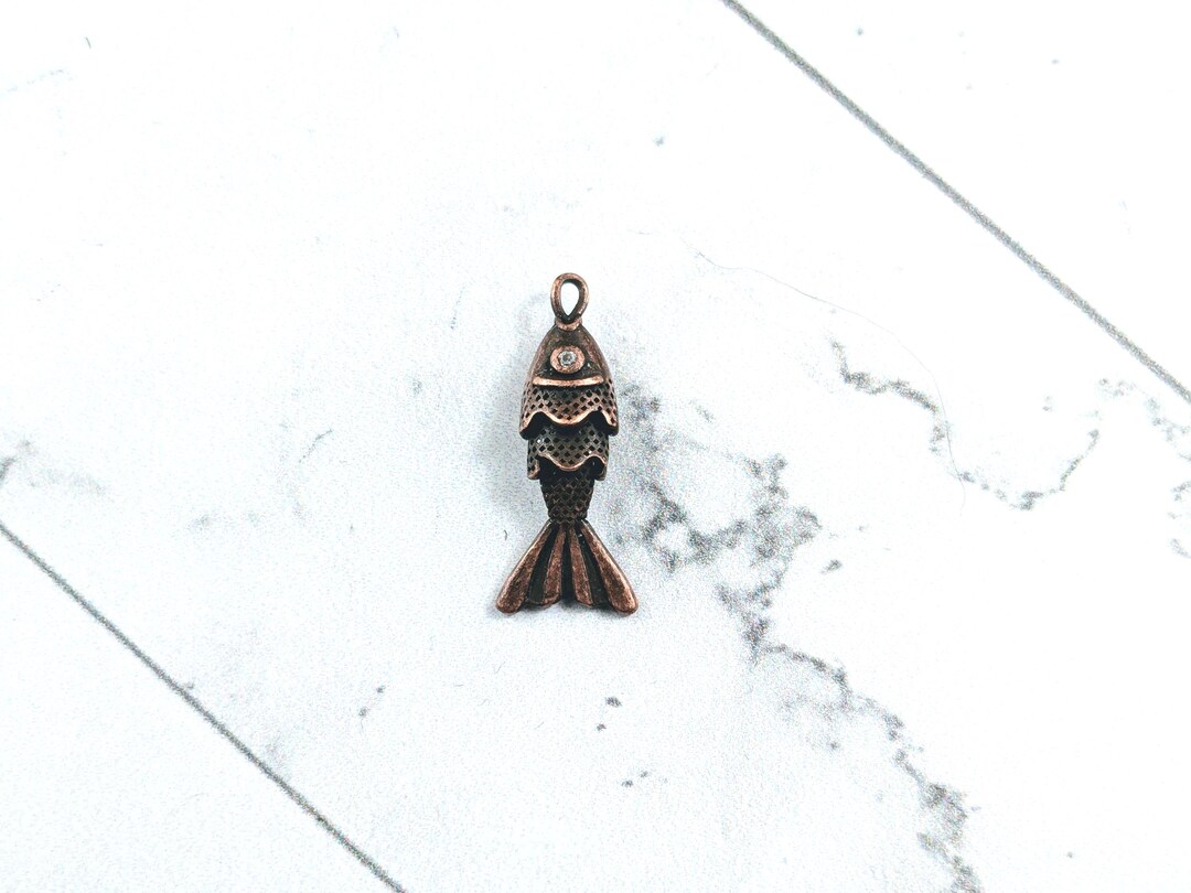 Small Antique Copper Ox Movable Fish With Cz Eye Charms, 1pc. 22x9mm - Etsy