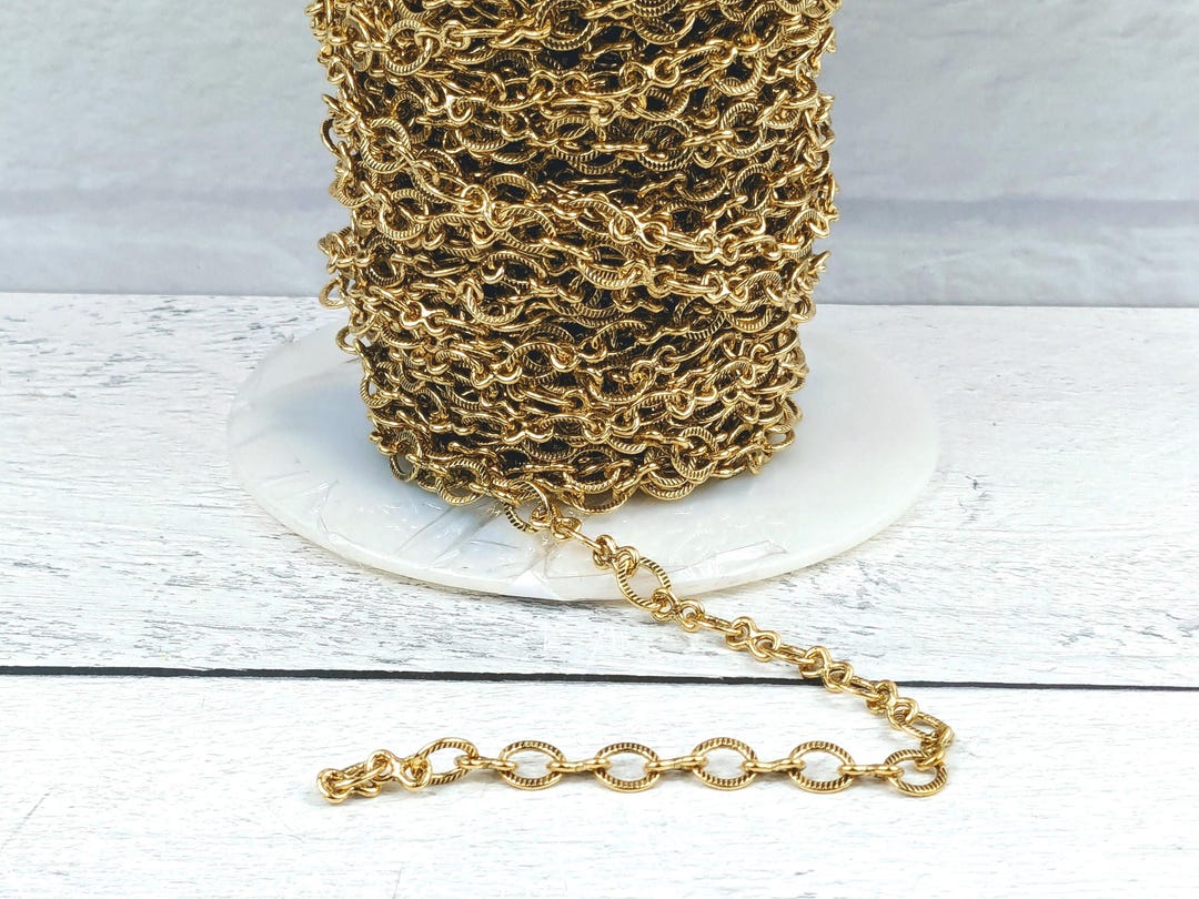 Antique Gold Textured Figure Eight Link Chain, 8mm, Soldered Links ...