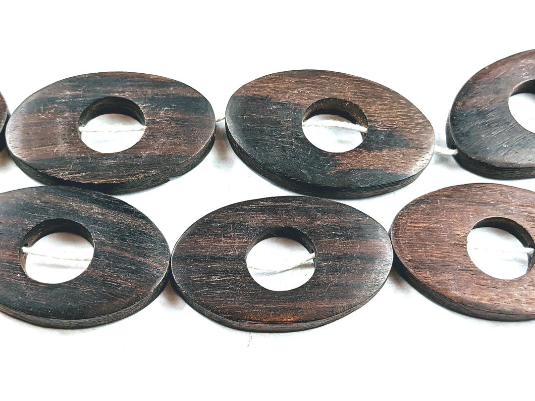 Rosewood Cutout Oval Beads, 16mm, 1 Strand, 9pcs. Approx. 48x32mm ...
