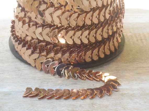 Rose Gold Chevron Chain Fishbone Fish Bone 13x6mm Rare - Etsy