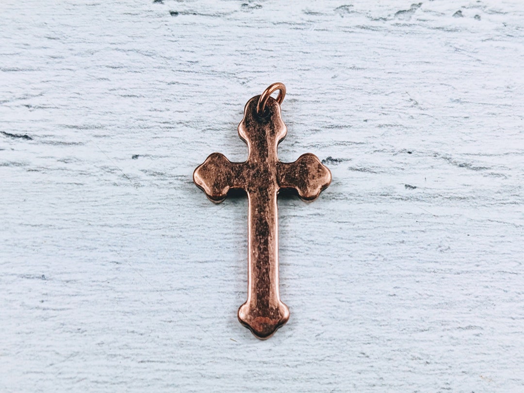 Antique Copper Cross Charm Pendant Spiritual Religious - Etsy