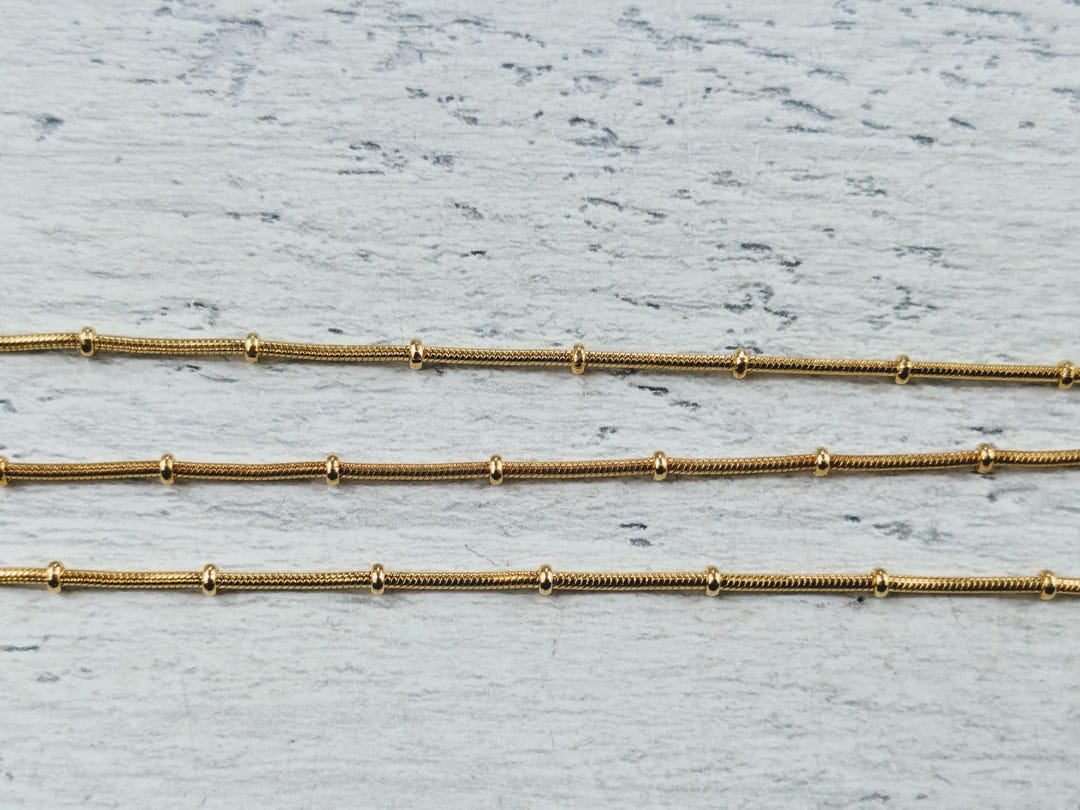 Dainty Gold Plated Satellite Chain, 2mm Balls, 1.5mm Snake Chain. 2ft ...