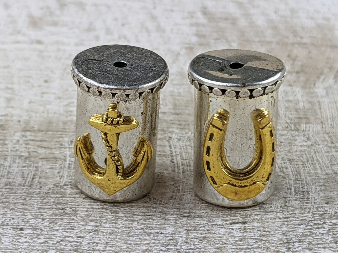 Silver and Gold Plated Tassel Caps, Chain, Anchor or Horseshoe, 1pcs ...