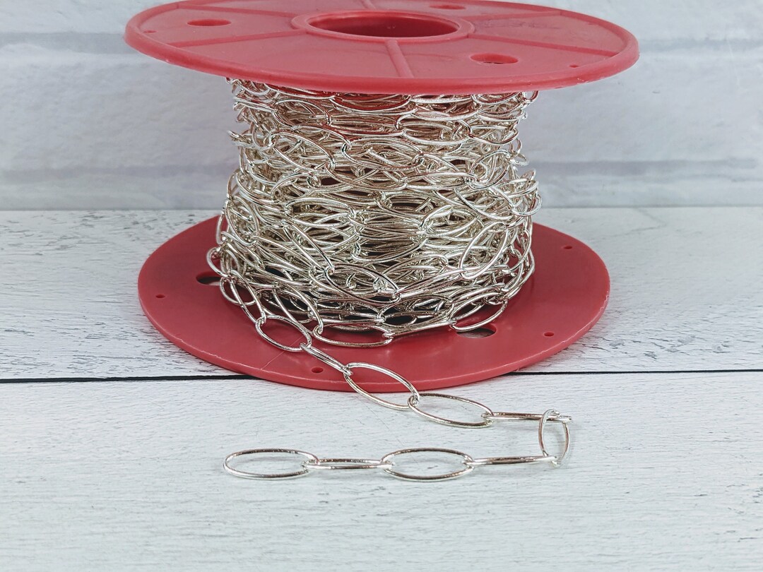 Silver Plated Long Cable Chain, 17mmx7mm, Silver Chain, Link Chain - Etsy