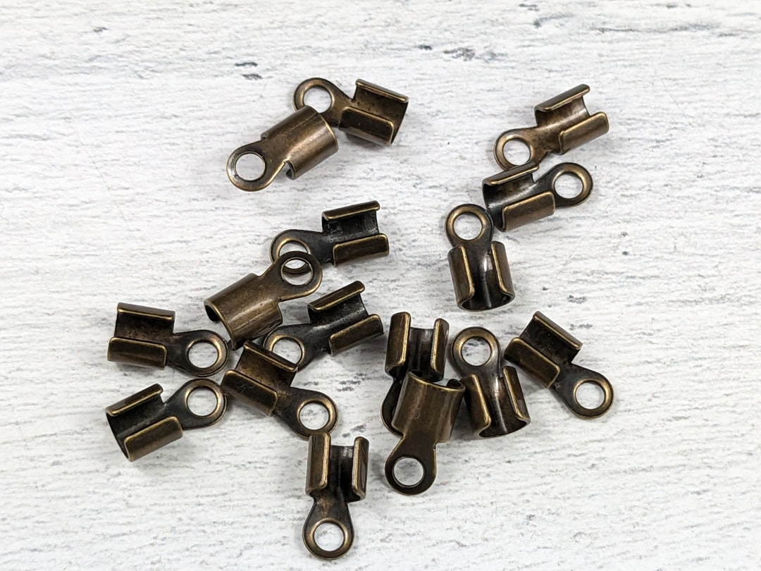 5mm Antique Brass Fold Over End Clamp, 10pcs. Ribbon End, Crimp - Etsy