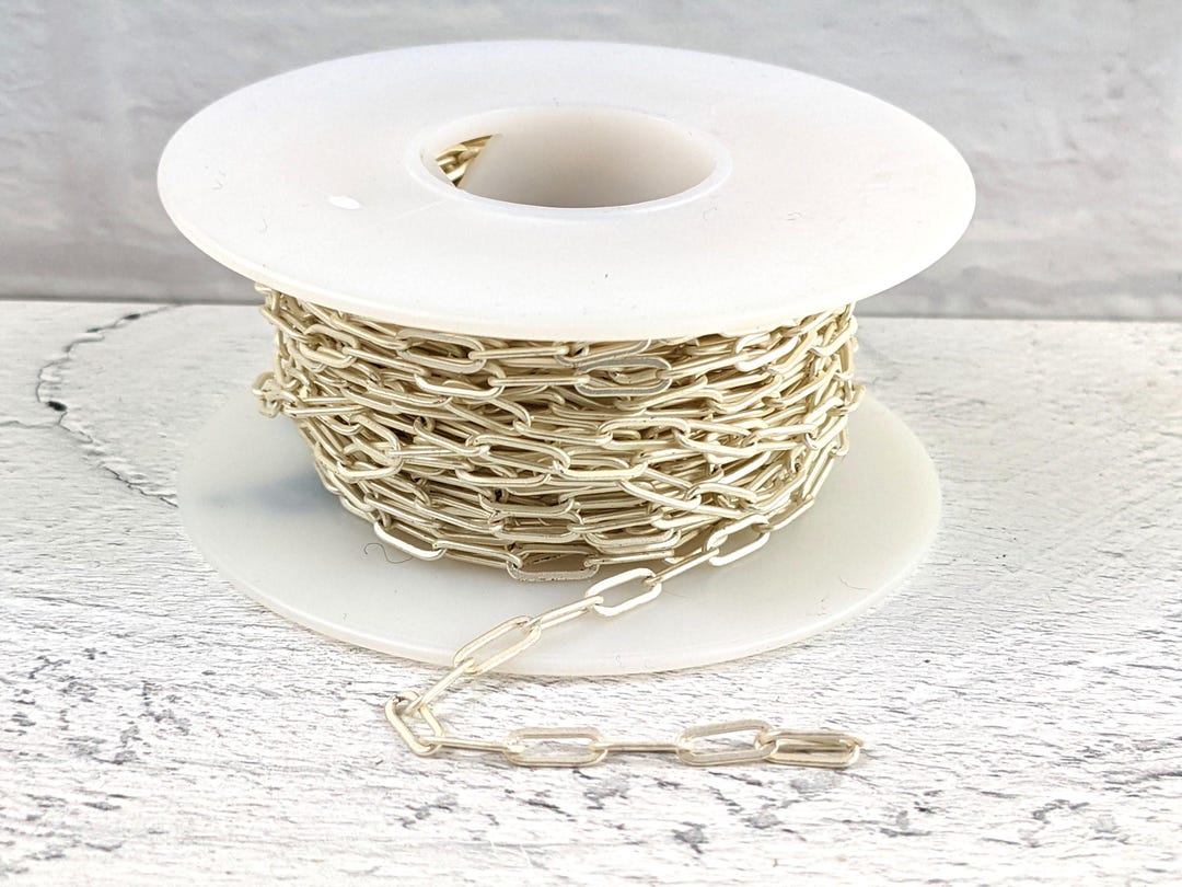Matte Silver Thin Oval Link Chain, Paperclip, 8x3mm - Etsy