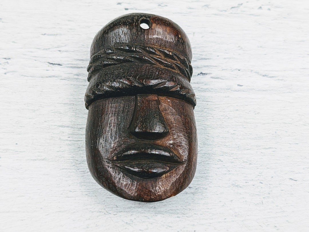 Dark Antiqued Buffalo Bone Tribal Mask Pendant, African Mask, Ethnic ...