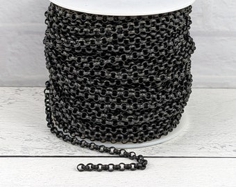 3 Feet Matte Black Plated Chains-rolo 3mm 420C07 - Etsy