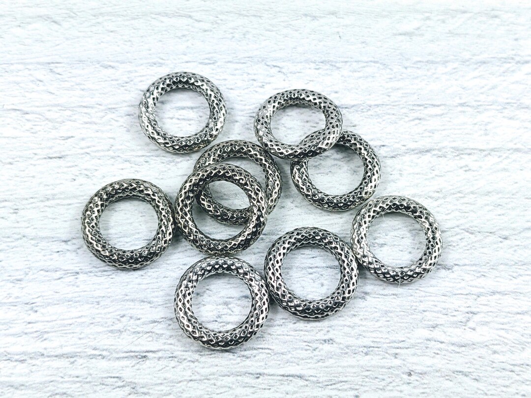 Antique Silver Soldered Textured Round Ring Connector, Link, 14mm, 2pcs ...