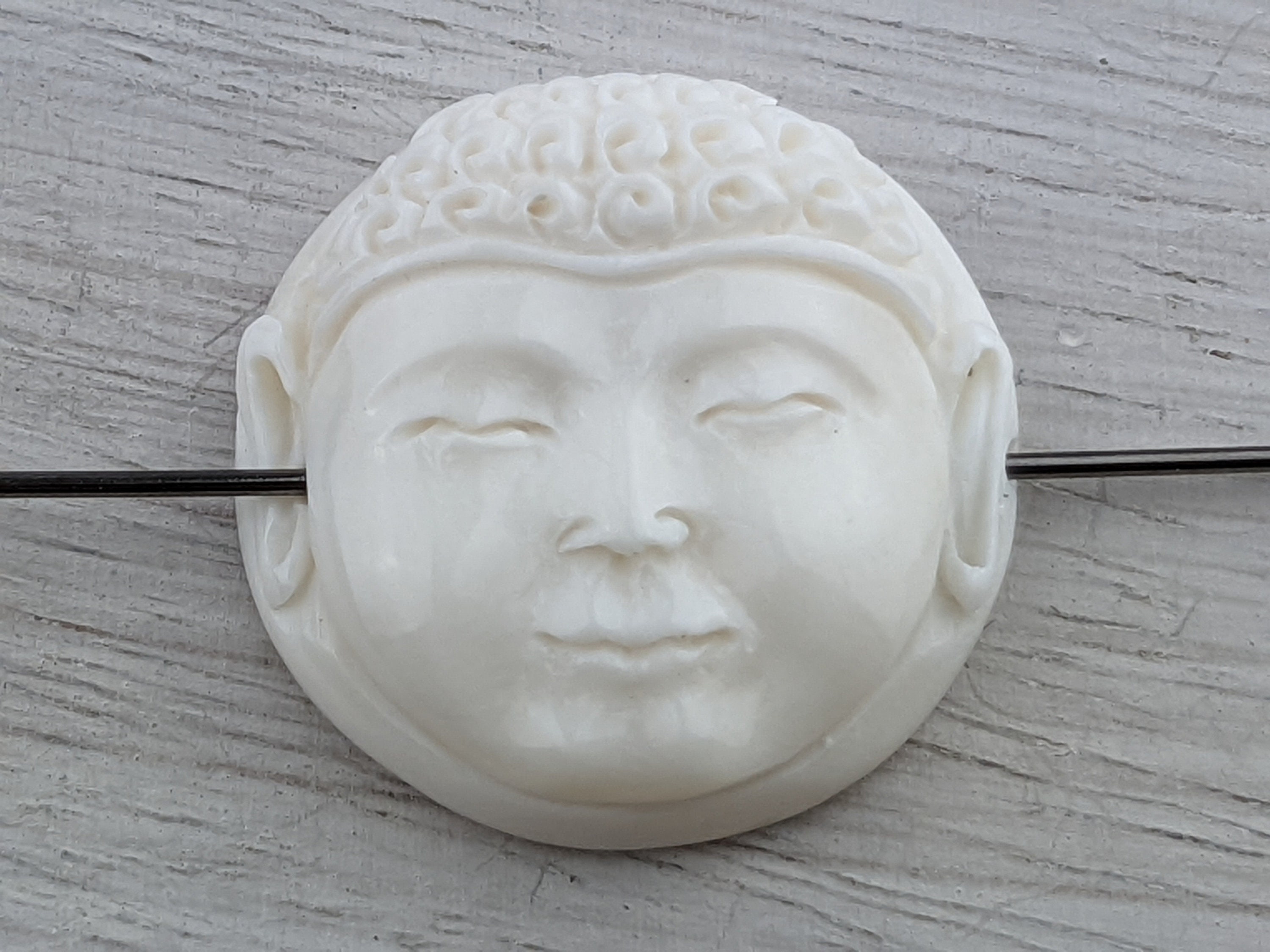 Hand Carved Water Buffalo Bone Buddha Head Round Bead Raised - Etsy