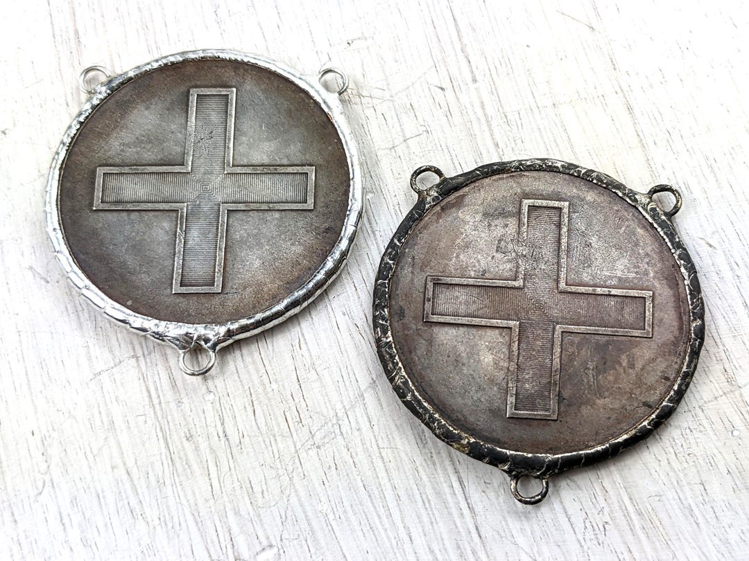 Hand Soldered Cross Replica Coin With Pendant, Connector, Link, 45mm ...