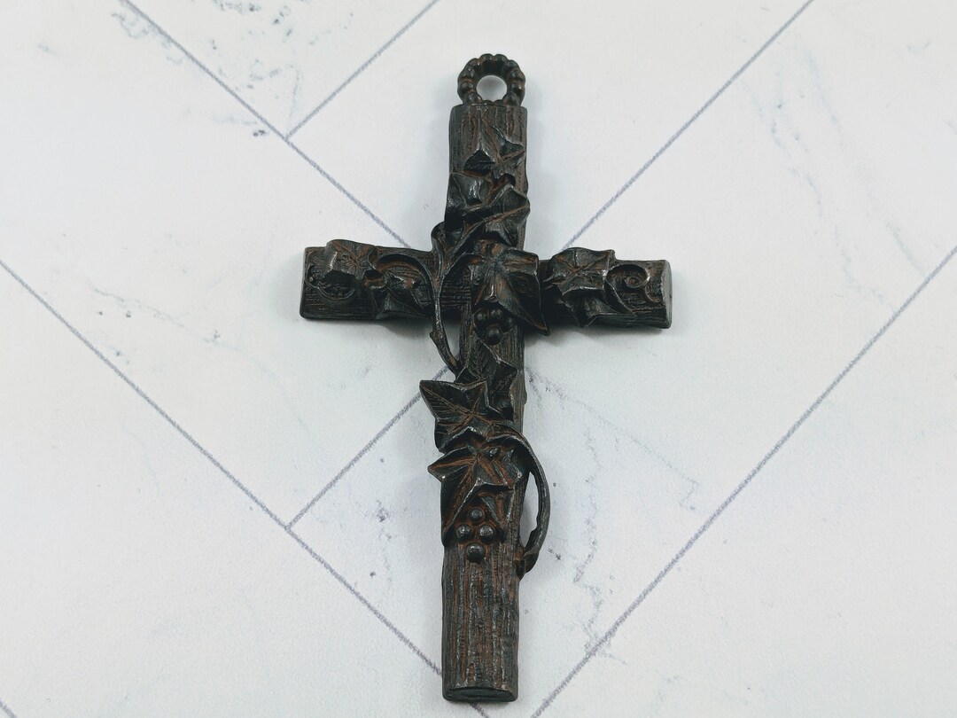 Rustic Brown Plating Climbing Ivy Cross Pendant, Vine, Ornate, Rustic ...
