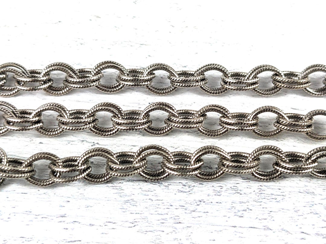 Antique Silver Textured Double Link Cable Chain, High Quality, 9x7mm - Etsy