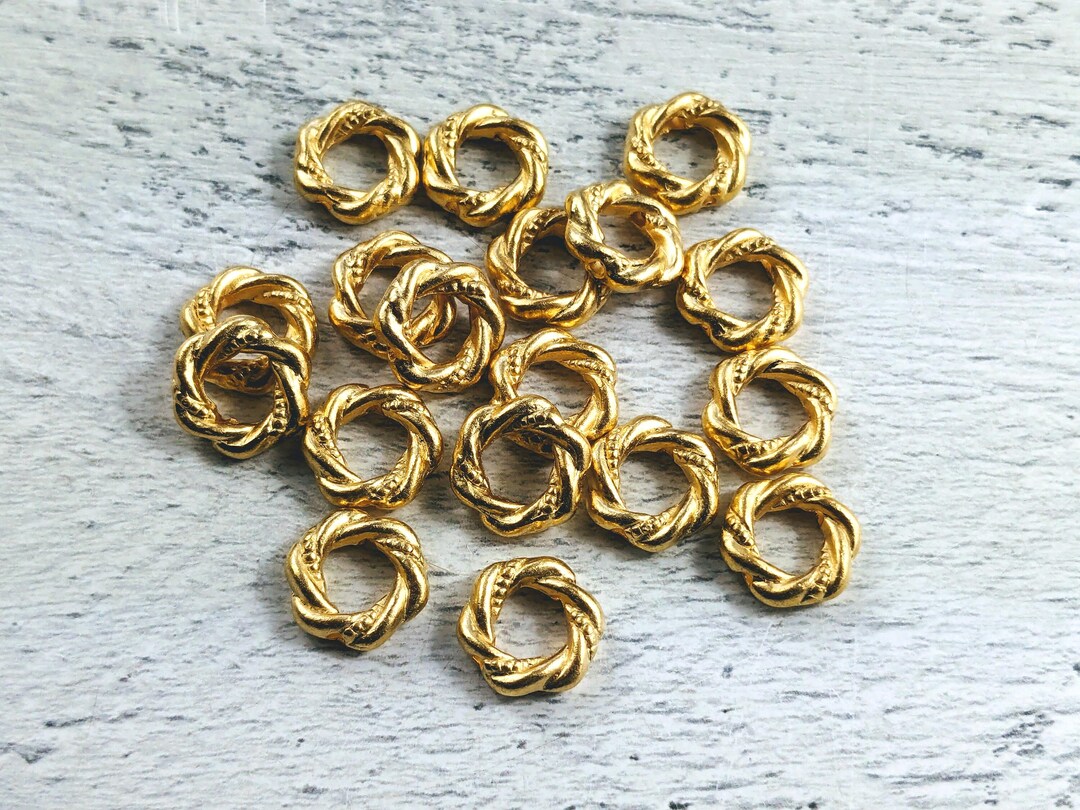 Satin Matte Gold Plated Twisted Ring Connectors, 2 Hole, Soldered Links ...