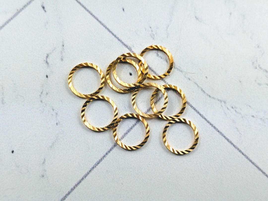 8mm Satin Matte Gold Plated Textured Closed Jump Rings, Textured, 10pcs ...