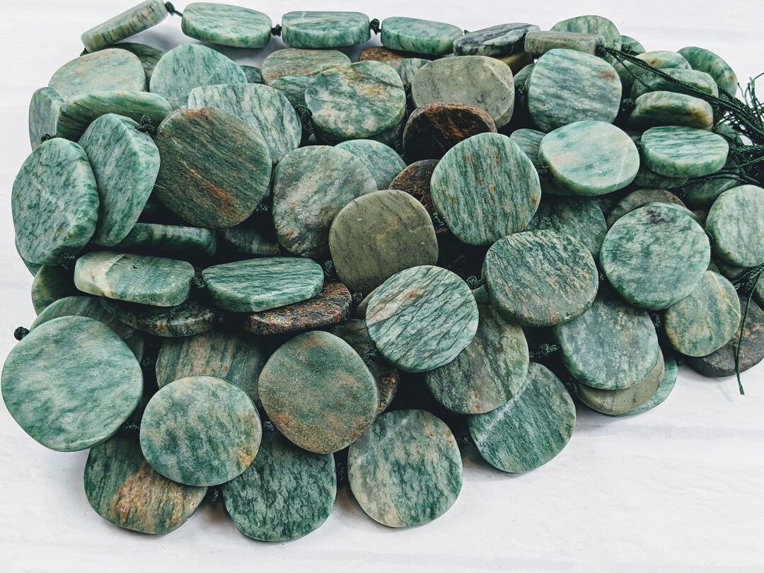 Rare Round Green Afghani Gemstone Jade Beads, Large, Afghan, Ethnic, 24 ...