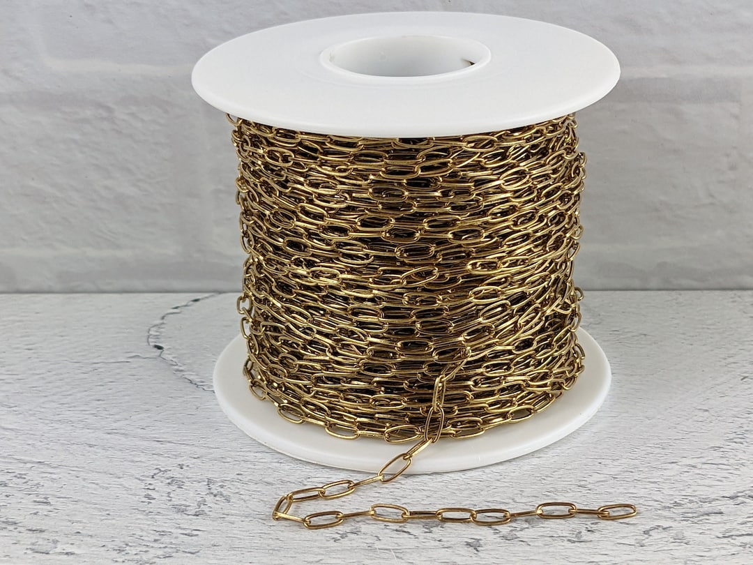 Antique Gold Paperclip Oval Link Cable Chain, Thick Gauge, 2x6mm ...