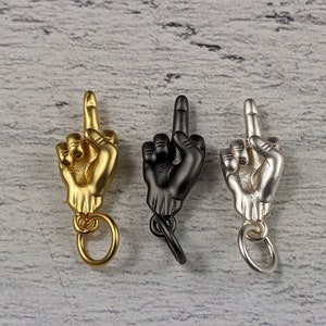 Middle Finger Hand Sign Charms, 1pc. F**K Charm, 1pc. Matte Gold ...