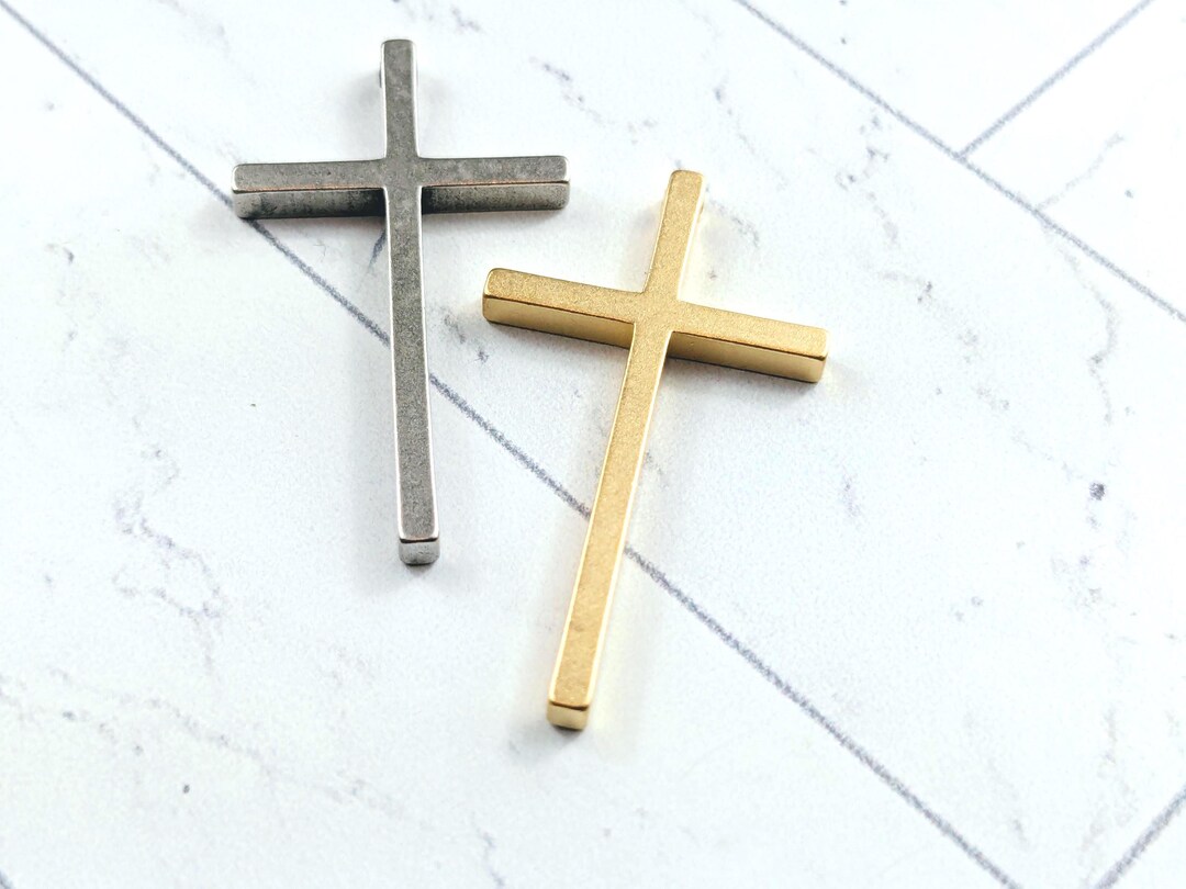 2pcs. Matte Gold or Antique Silver Ox Cross Pendant, Religious ...